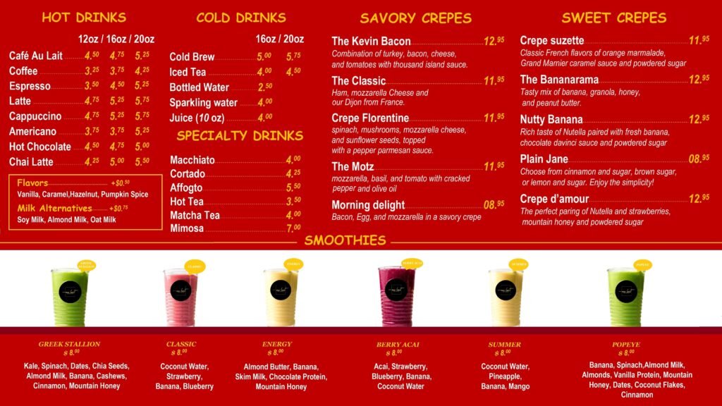 Menu | Au Lait Cafe